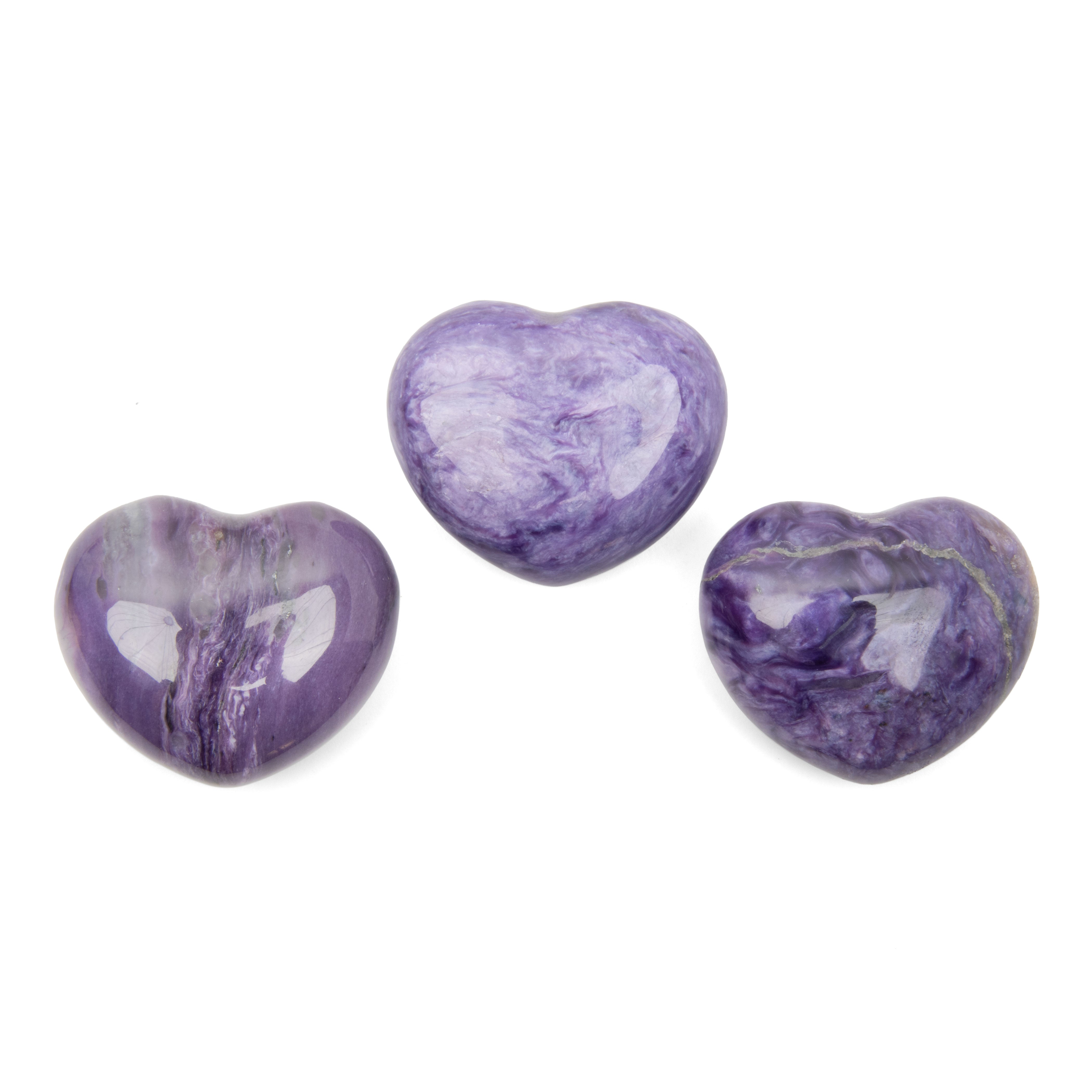 Charoite - Hearts, Polished – Pink Heart Healing