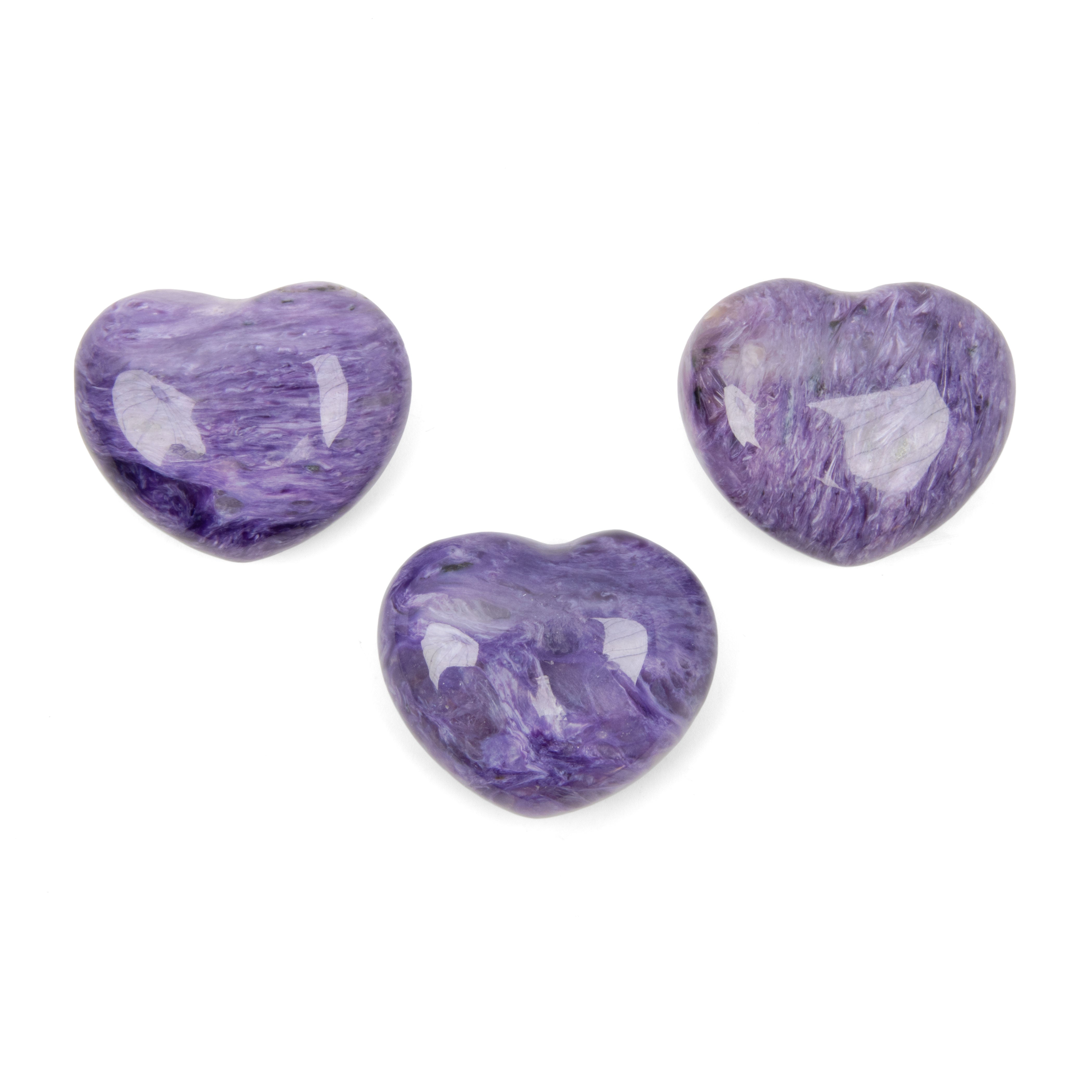 Charoite - Hearts, Polished – Pink Heart Healing