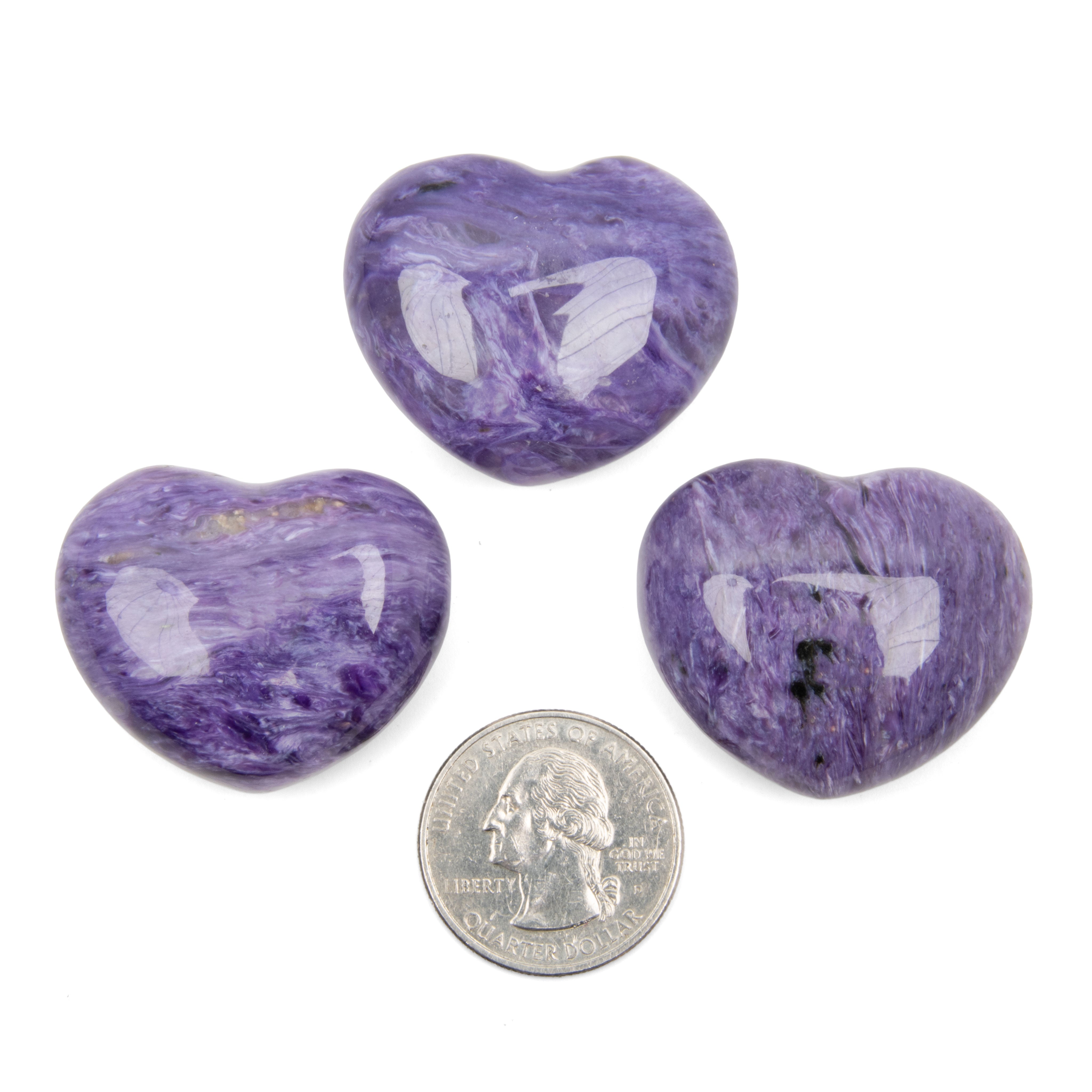 Charoite - Hearts, Polished – Pink Heart Healing
